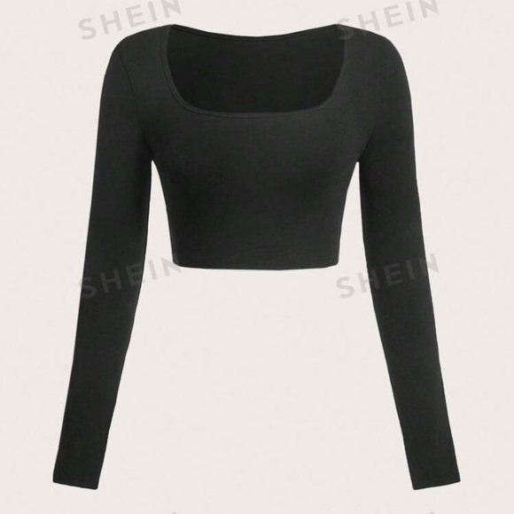SHEIN | Tops | Nwot Shein Crop Square Neck Long Sleeve | Poshmark